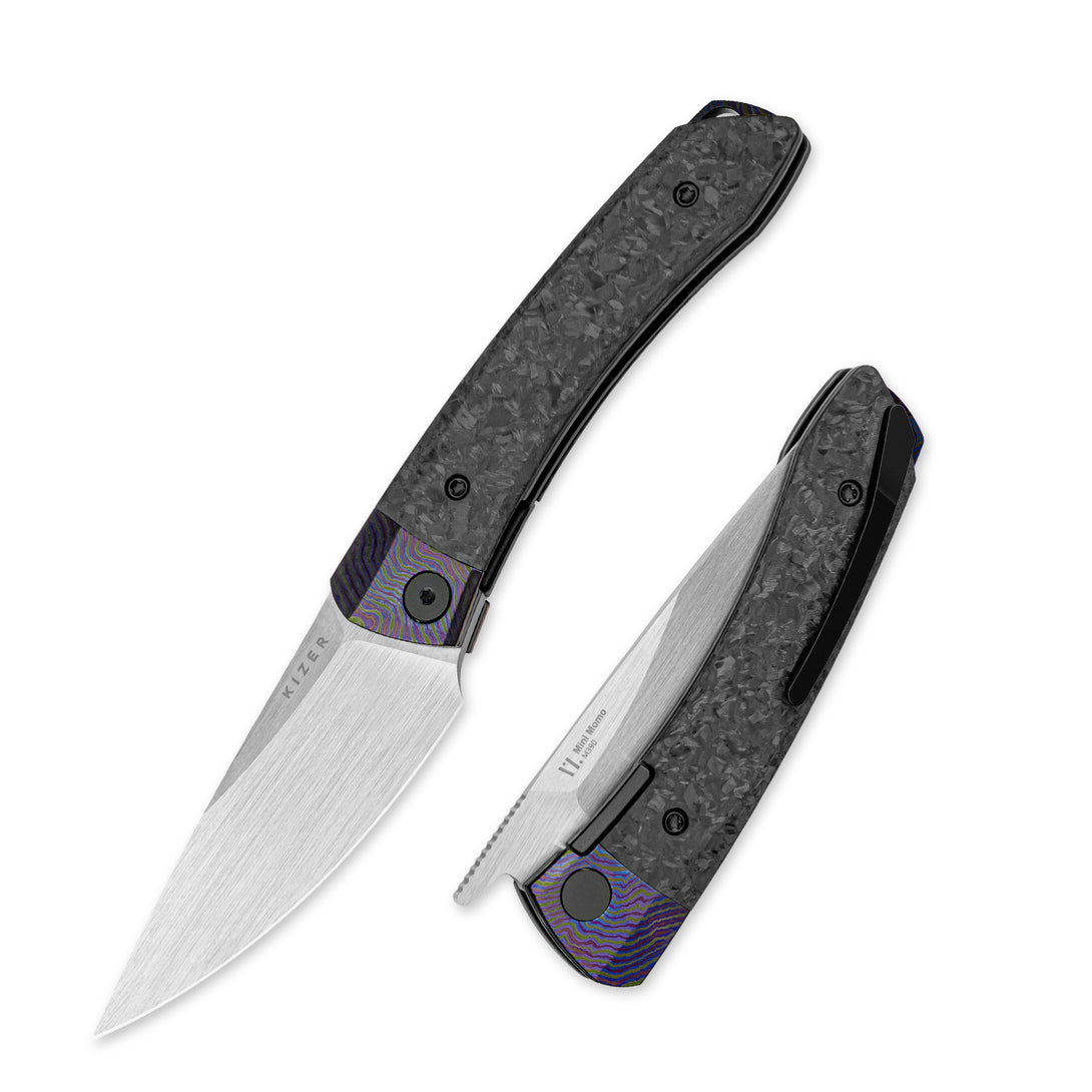 Mini MoMo | M390 | Timascus+Marble Carbon Fiber | Ki3663A4 – Kizer