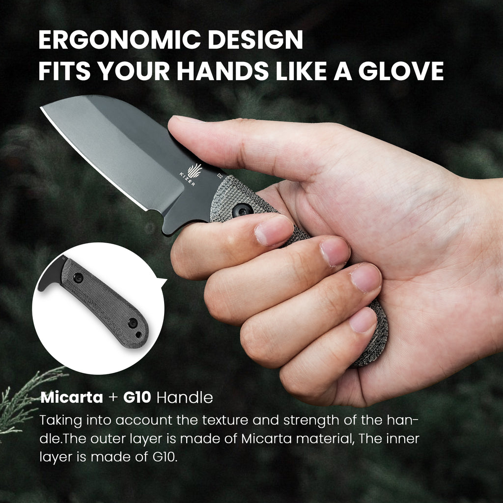 Kizer 2.94inch Deckhand D2 Compact Fixed Blade G10+Micarta Handle ...