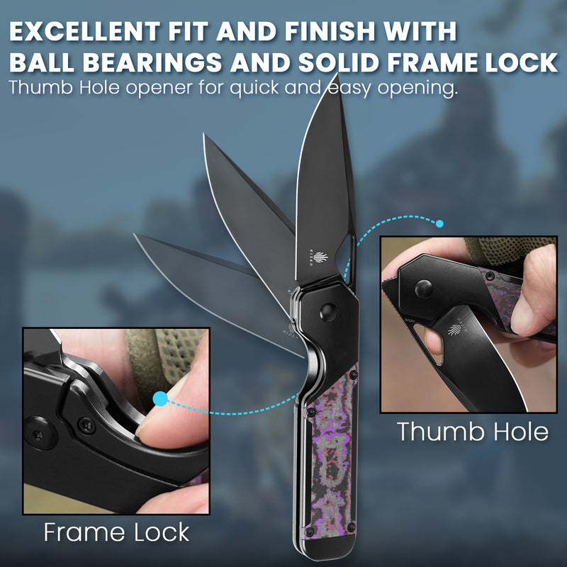 Militaw 3.35 inch S45VN Blade Titanium+Fatcarbon Handle Ki3634A2-kizer