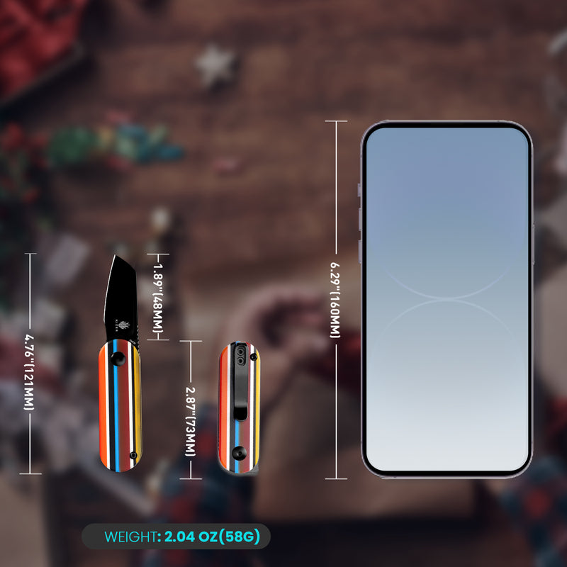 Mini Bay No Lock Colorful G10 Handle Serape Knife | Kizer