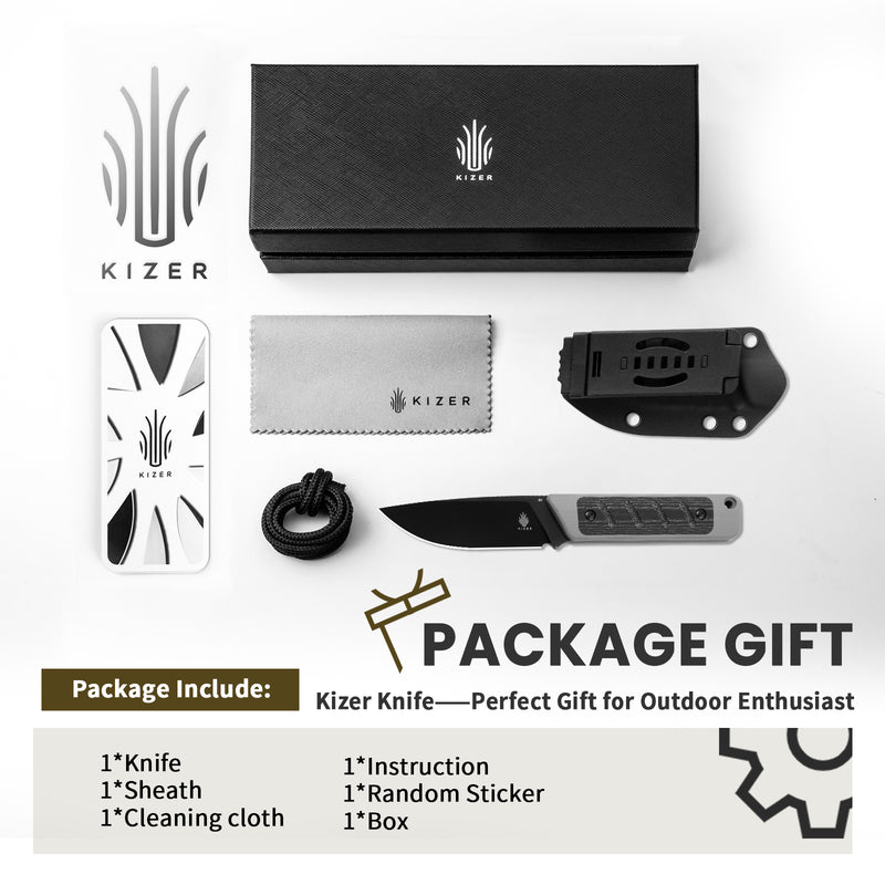 Kizer 2.93inch Smolt 3V Fixed Blade G10+Micarta Handle 1063A1 -Kizer