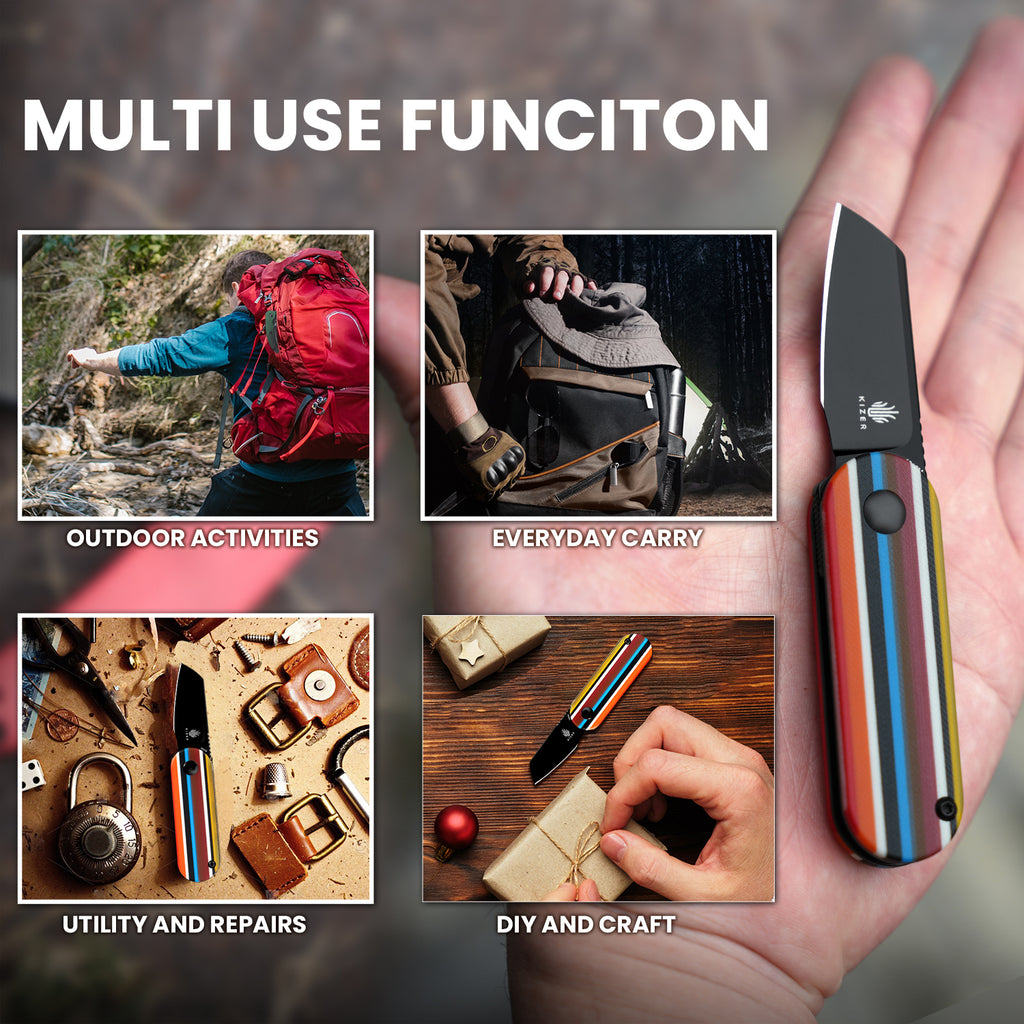 Mini Bay No Lock Colorful G10 Handle Serape Knife | Kizer