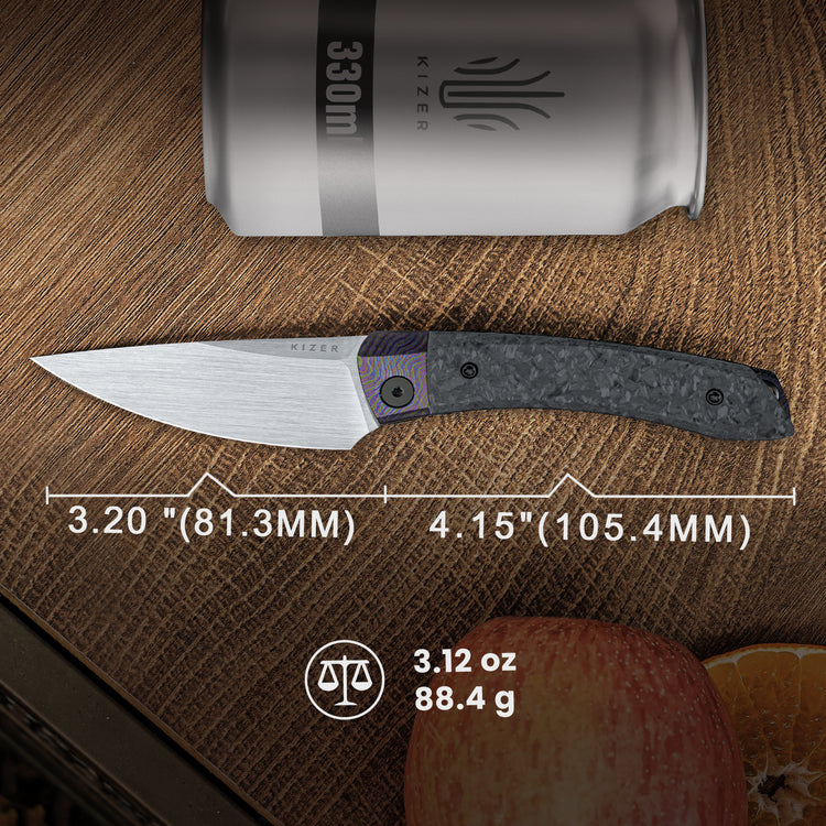 Mini MoMo | M390 | Timascus+Marble Carbon Fiber | Ki3663A4 – Kizer