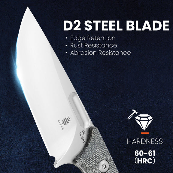 Cabox 3.346 inch D2 Fixed Blade Micarta Handle 1048A1-Kizer