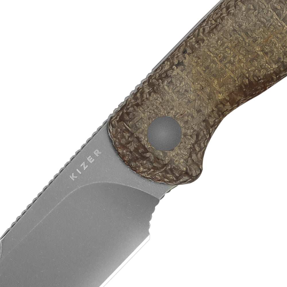 Drop Bear 2.57 inch 14C28N Burlap Micarta 1094A1-Kizer