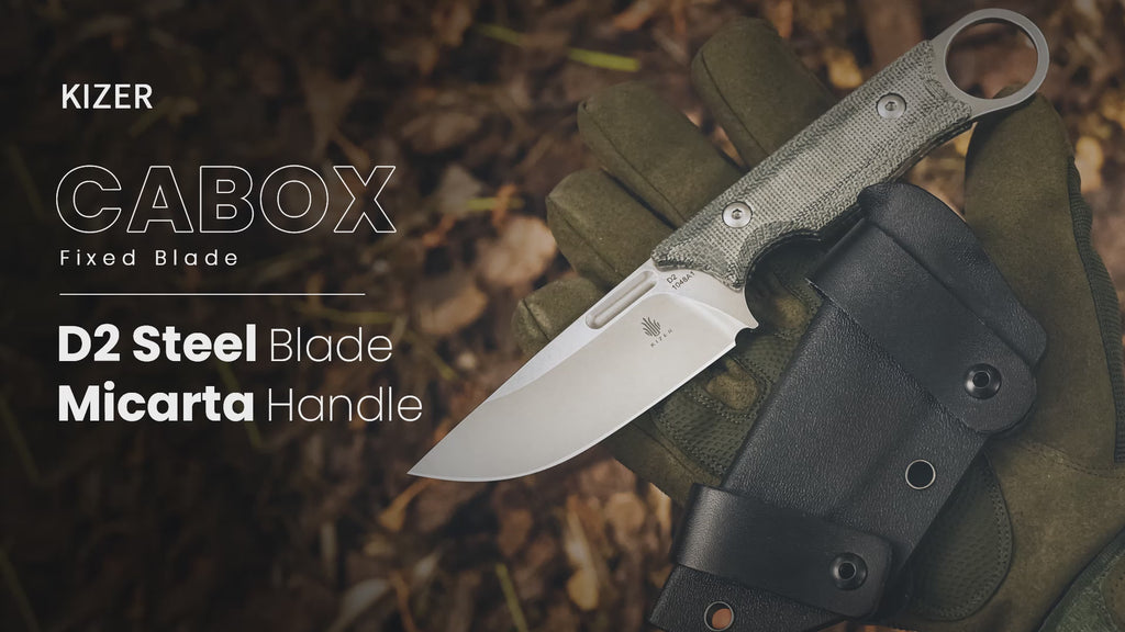 Cabox 3.346 inch D2 Fixed Blade Micarta Handle 1048A1-Kizer