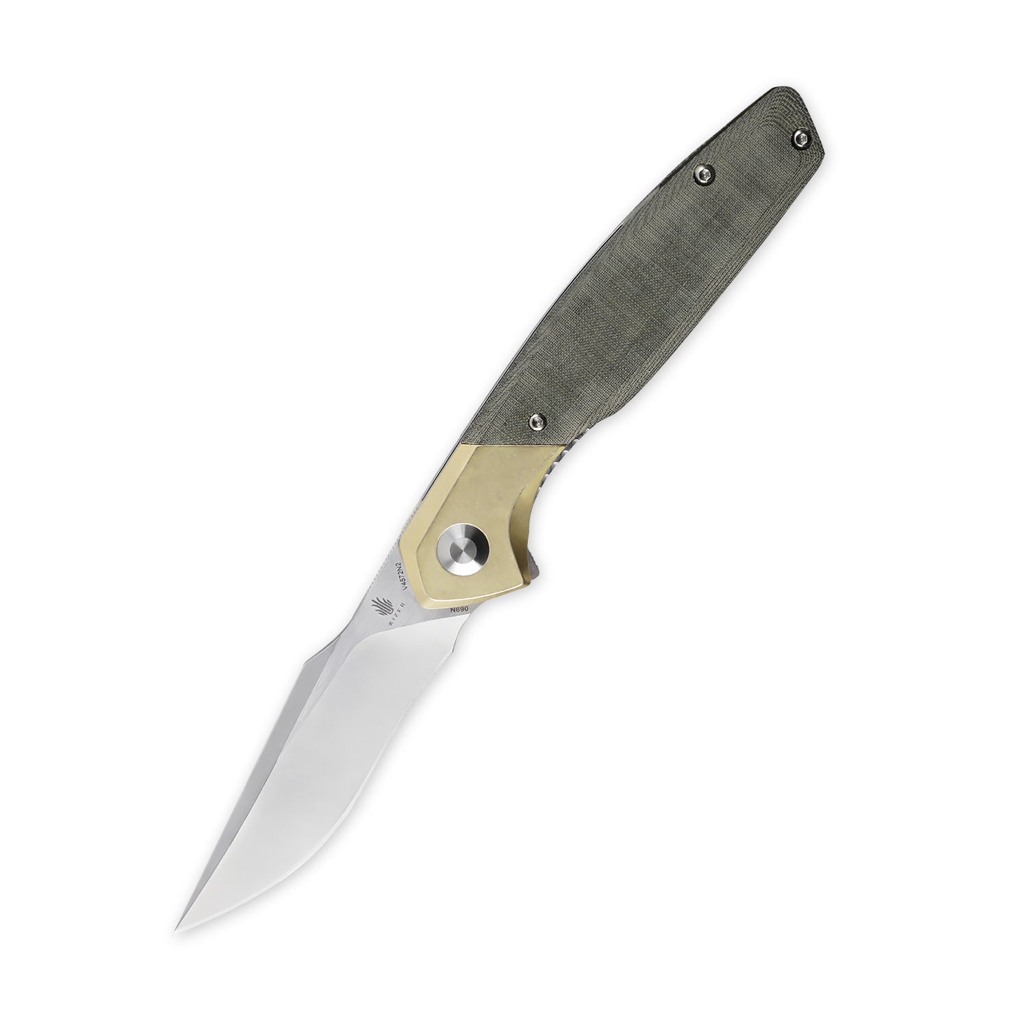 Grazioso Green&Brass Micarta 3.3 inch EDC Knife - Kizer